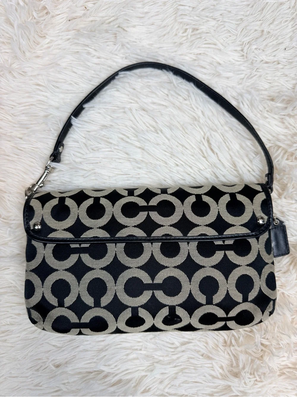 Coach | Bags | Vintage Coach Kristen Op Art Flap Shoulder Bag Black ...